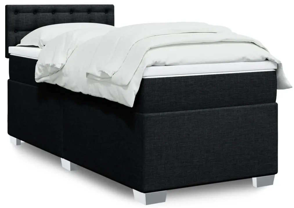 Box spring postel s matrací černá 90x200 cm textil 3285787