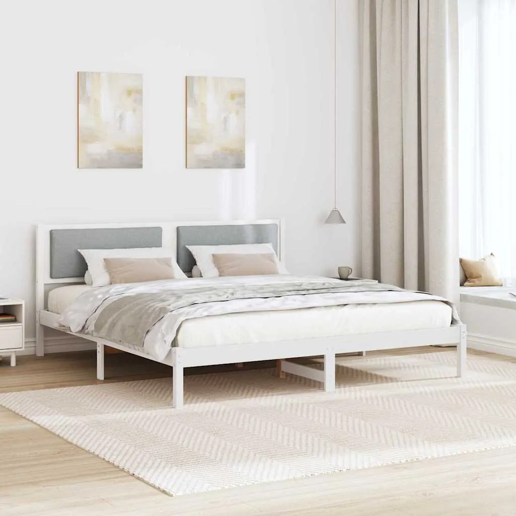 Rám postele Světle šedá 200 x 200 cm Masivní borové dřevo 3394232