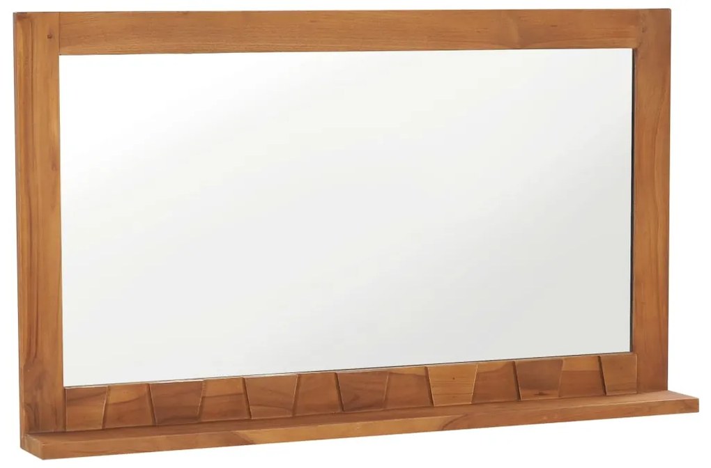 289072 vidaXL Nástěnné zrcadlo s policí 100 x 12 x 60cm masivní teakové dřevo