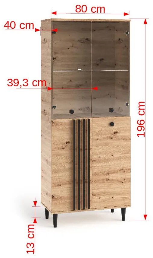 ADRK Vitrína vysoká LIVIA 06 ART 80, dub artisan