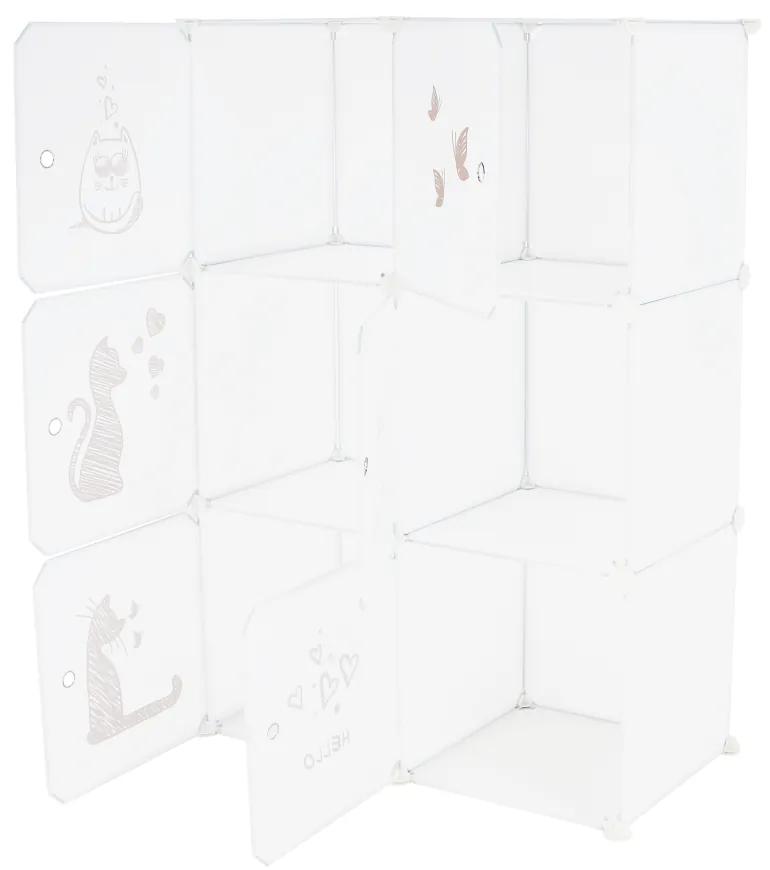 Dětská modulární skříňka DINOS kov a plast, bílá a dětský vzor