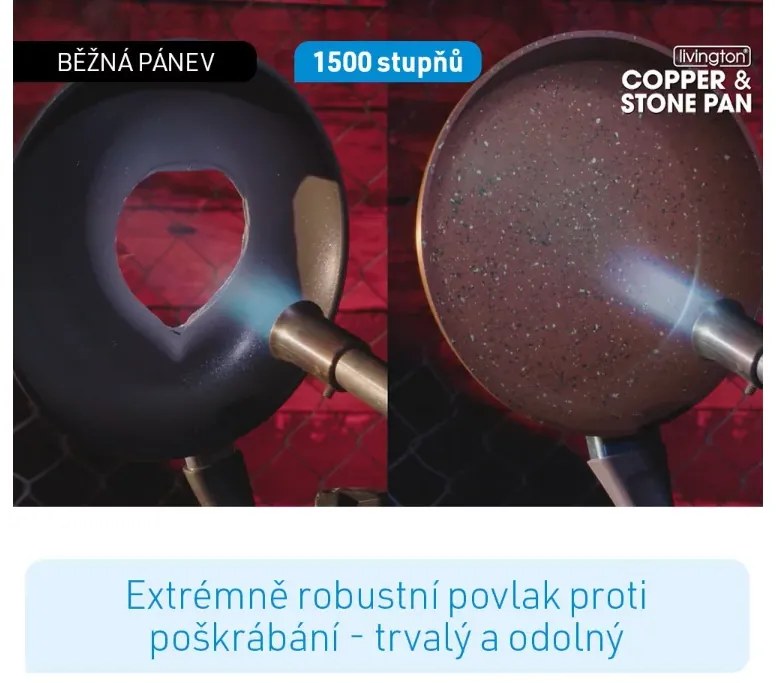 Mediashop Pánev Copper &amp; Stone Pan - 24 cm - Livington
