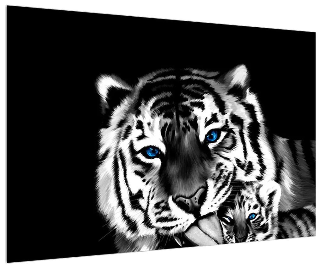 Obraz tygra s mládětem (90x60 cm)