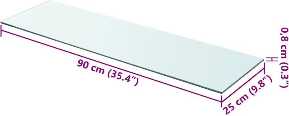 Policová deska sklo čiré 90x25 cm 243840