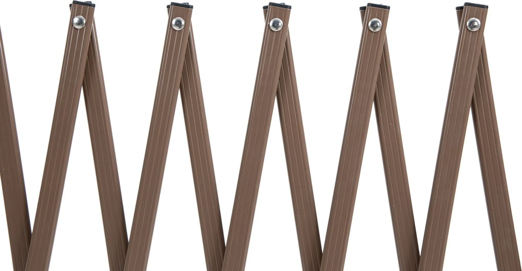 Outsunny nůžková mřížová brána, výsuvná 35-300 cm, ideální pro zahradu, hliník, hnědá, H103,5 cm