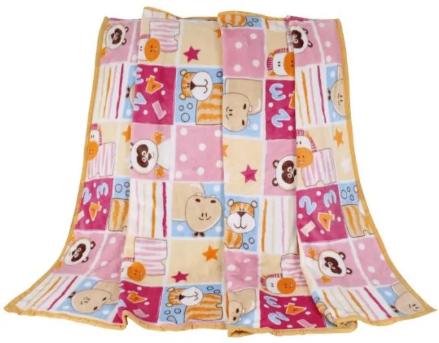 Bellatex ELLA dětská přikrývka 75x100 cm Patchwork Růžová