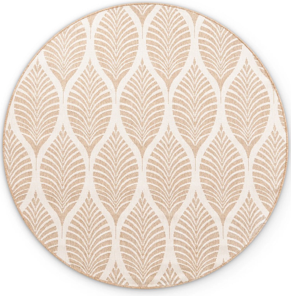 NORTHRUGS, Kusový koberec Duet Liora 106247 Beige/White kruh - na ven i na doma, 160x160 (průměr) kruh, béžová, chodba / předsíň