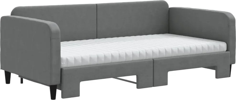 Válenda s přistýlkou a matracemi tmavě šedá 100 x 200 cm textil 3196840