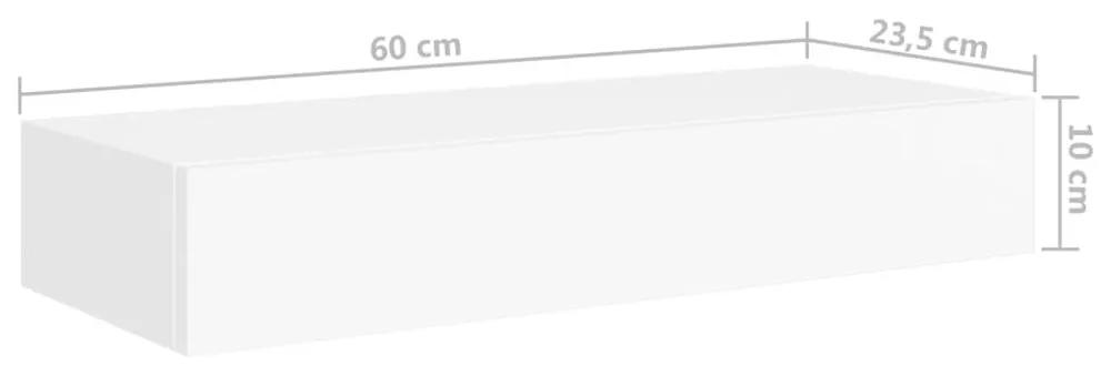 Petromila Nástěnné police se zásuvkou 2 ks bílé 60 x 23,5 x 10 cm MDF