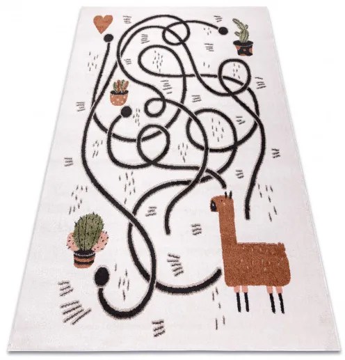 Dywany Łuszczów, Dětský kusový koberec Fun Game llama cream, 160x220, bílá, dětský pokoj