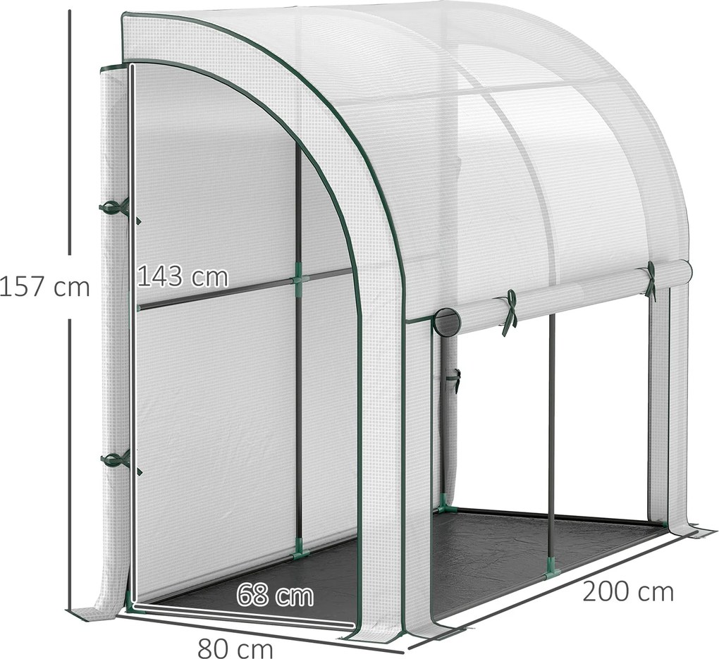 Outsunny skleník s rolovacími dveřmi, zimní skleník z ocelové fólie, skleník na balkon, zahrada, rajčatový skleník s UV ochranou 200x80x157cm rajčato…