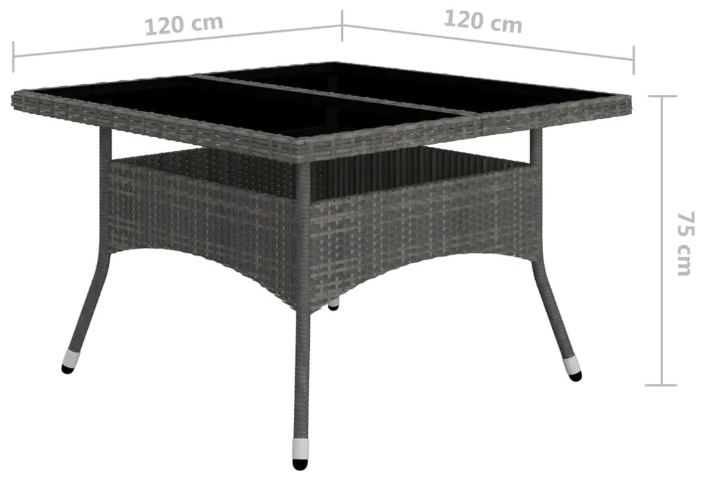 vidaXL Marketos 9dílný zahradní jídelní set polyratan a sklo šedý