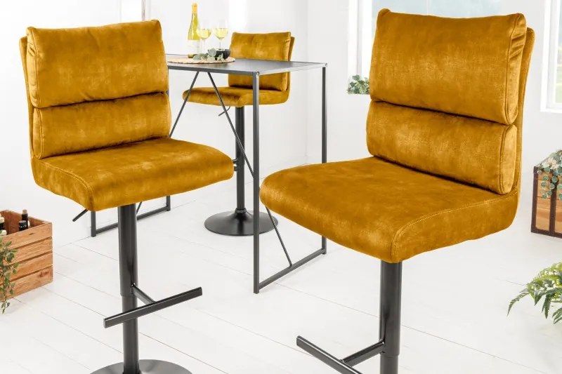 Barová židle Comfort hořčičně žlutý samet/ 43652