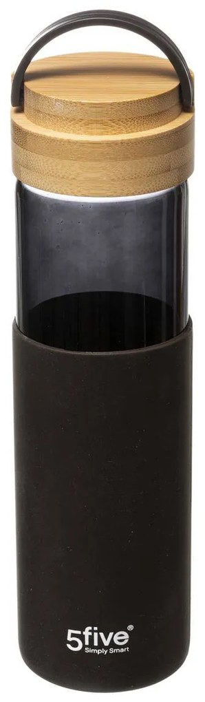 Skleněná láhev se silikonovým úchytem, černá, 550 ml