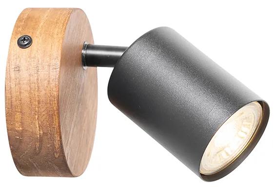 Industriální bodová černá s naklápěcím dřevem - Jeana