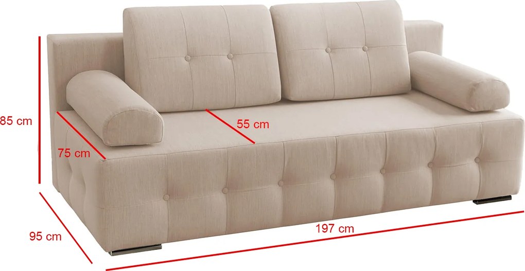 Eka Pohovka ONO, 197 cm Barva látky: Starorůžová (Soro 61)