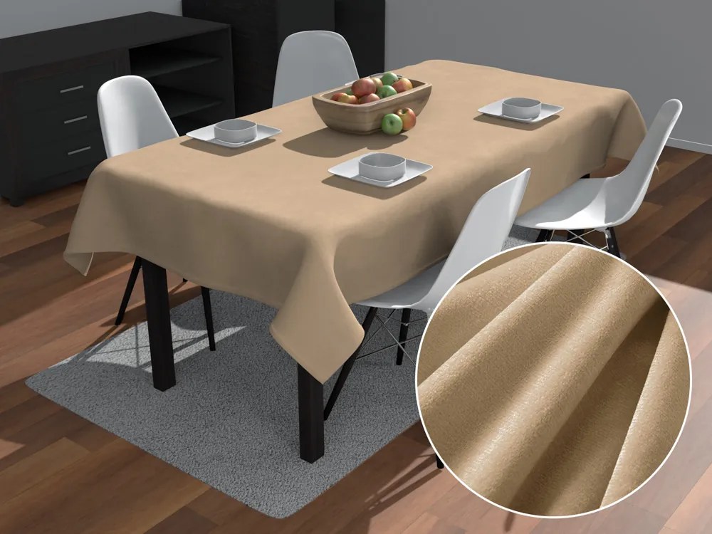 Biante Sametový obdélníkový ubrus Velvet Premium SVP-006 Pískově béžový 140x200 cm