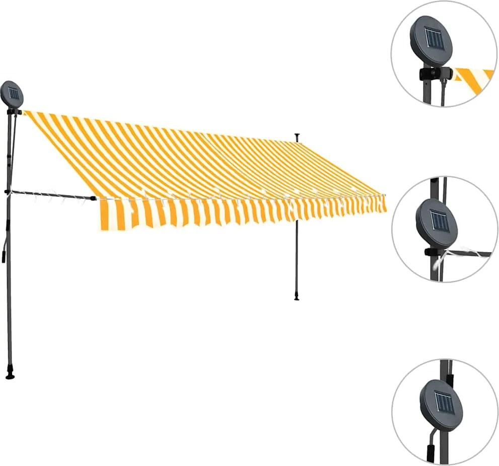 Ručně zatahovací markýza s LED světlem 400 cm bílooranžová 145861
