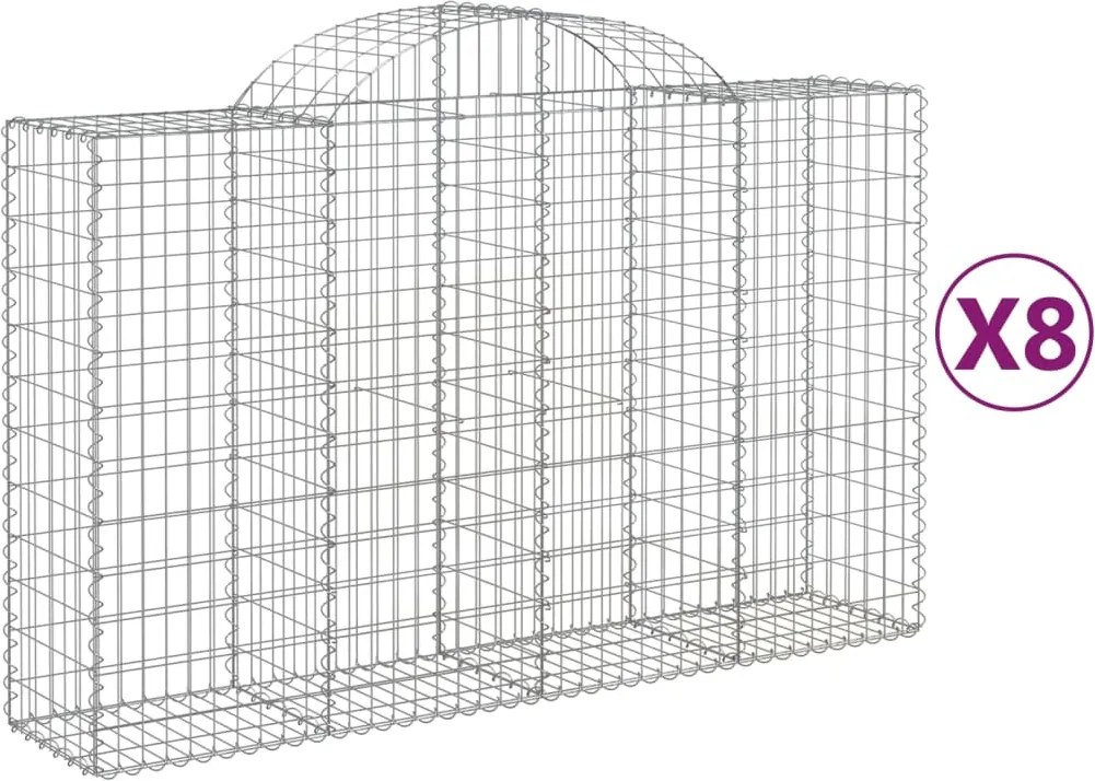 Klenuté gabionové koše 8 ks 200x50x120/140cm pozinkované železo 3146347