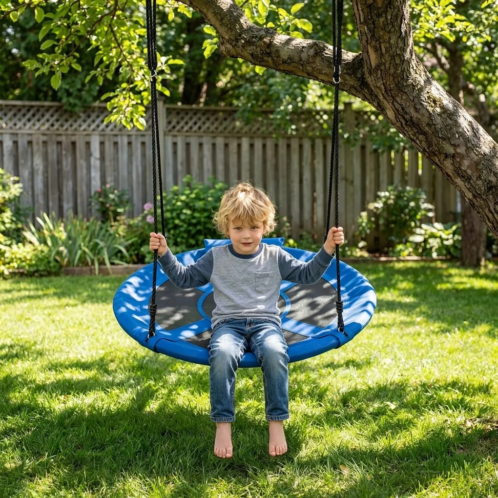 Costway Ø100 cm houpačka hnízdo s polštářky a madly dětská houpačka
