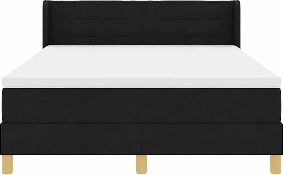 Postel s boxspringem s matrací s čelo Černý 190 x 140 cm textil 3341225