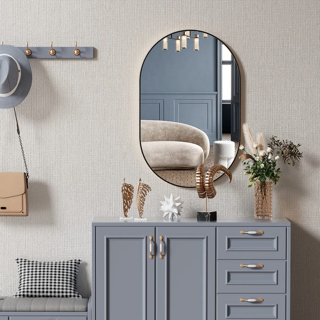 TRENDIE Oválné zrcadlo LOFT 80 × 40 cm černé