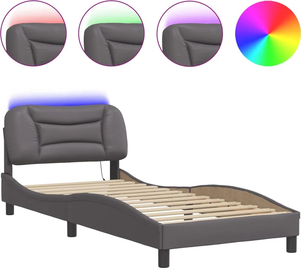 Rám postele s LED bez matrace Hvar šedý 90 x 200 cm 3213909