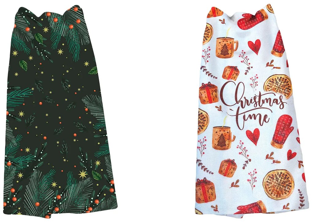 KUCHYŇSKÉ UTĚRKY MS HOME CHRISTMAS SADA 2 KS 38X60 CM VZOROVANÉ