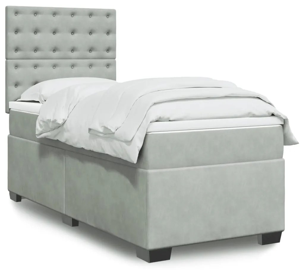 Box spring postel s matrací světle šedá 80 x 200 cm samet 3290774