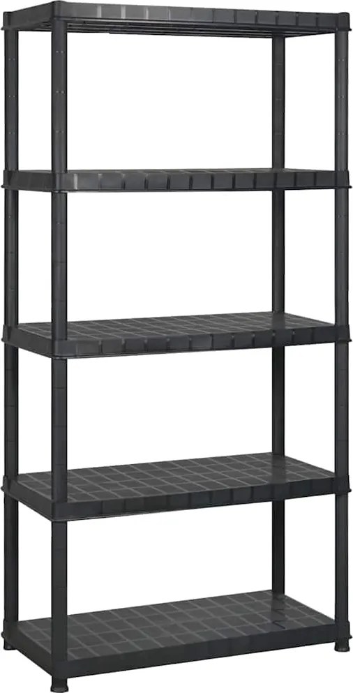 Úložný regál 5patrový černý 255 x 40 x 185 cm plast 3059857