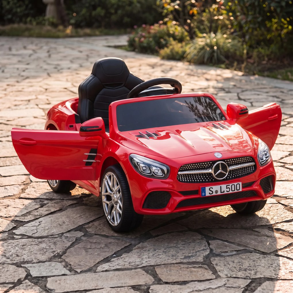 AIYAPLAY elektrické dětské auto Mercedes-Benz SL500 12V s dálkovým ovládáním 2,4G, 2 motory, odpružení, jemný start, červené
