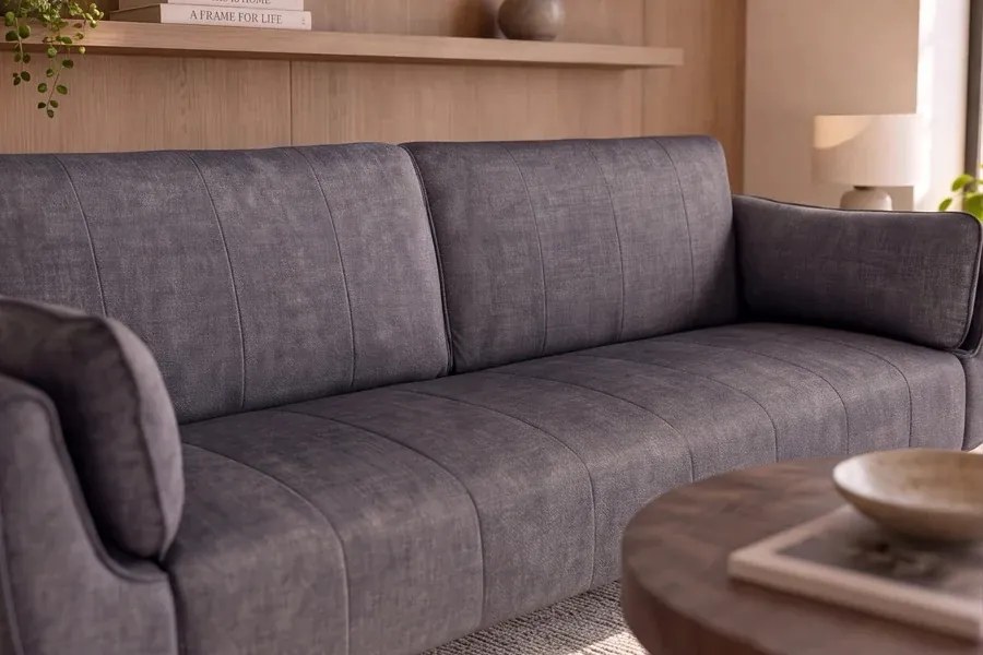 Designová rozkládací pohovka Amiyah 220 cm šedý samet