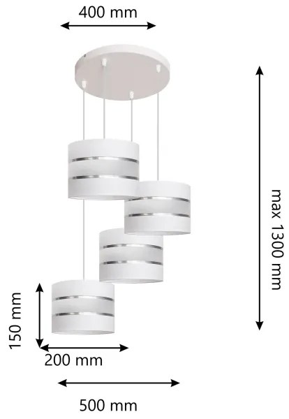 Lustr na lanku HELEN 4xE27/15W/230V bílá