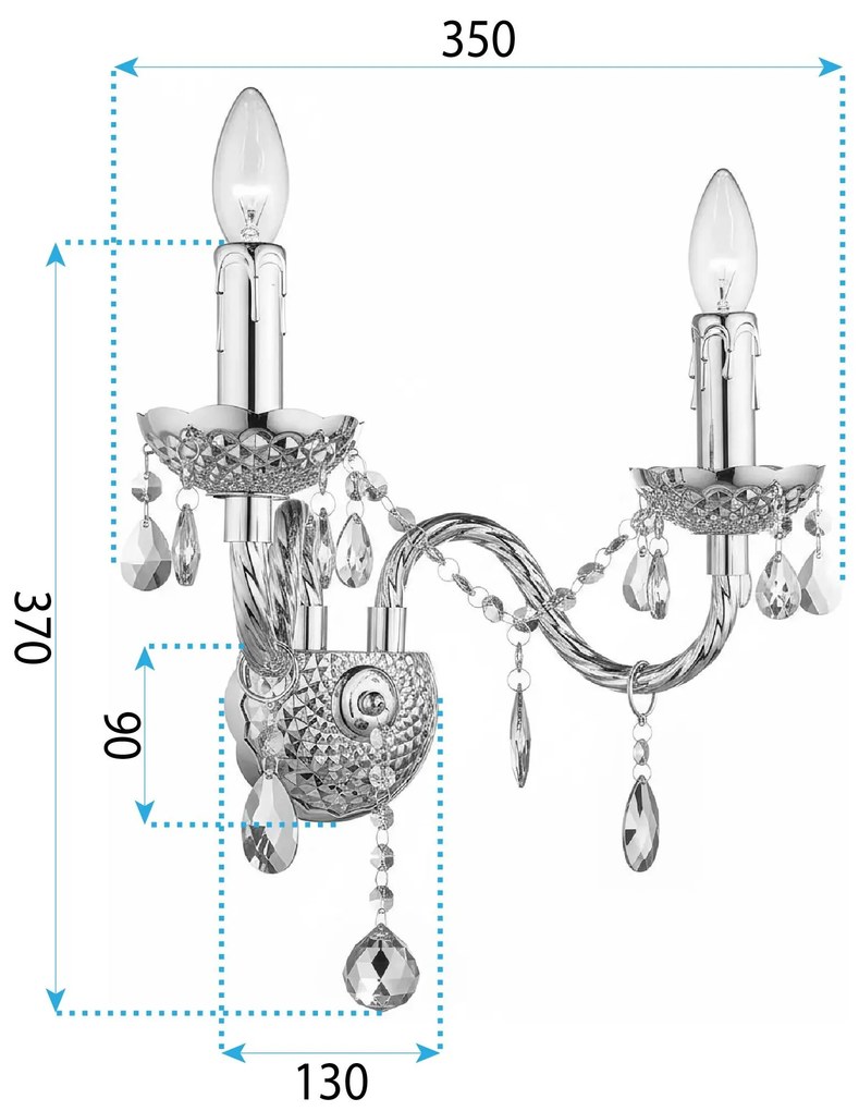 Toolight Nástěnné svítidlo Klasic D62 EBT017-2W transparent