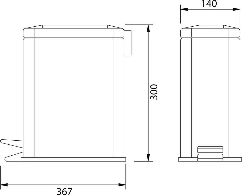 Aqualine Aqualine, SIMPLE LINE odpadkový koš obdélníkový 5 l, nerez lesk, GAQ005