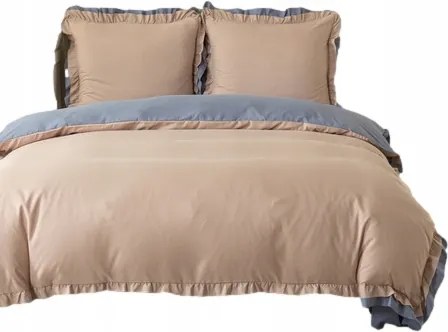 Povlečení s volánkem 220 x 200 3 cm, oboustranné, mikrovlákno, béžová barva