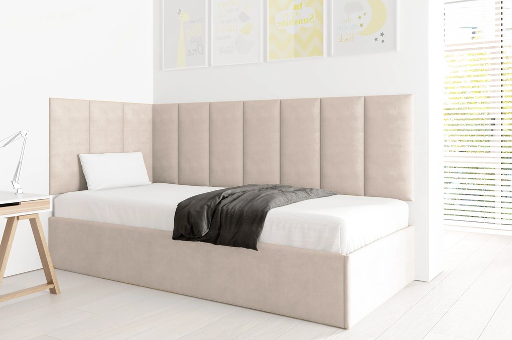 Eka Čalouněná postel Lucy s čalouněnými panely ZDARMA - 90x200 cm Barva látky Trinity: Světle modrá (Trinity 2322)
