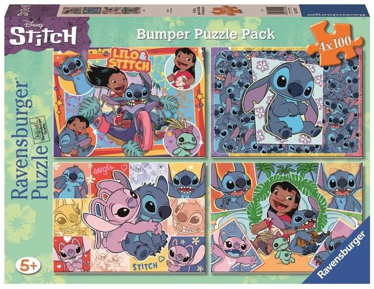Puzzle ravensburger 057313 disney: stitch 4x100 dílků