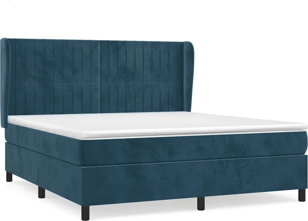 Box spring postel s matrací tmavě modrá 160x200 cm samet 3129343