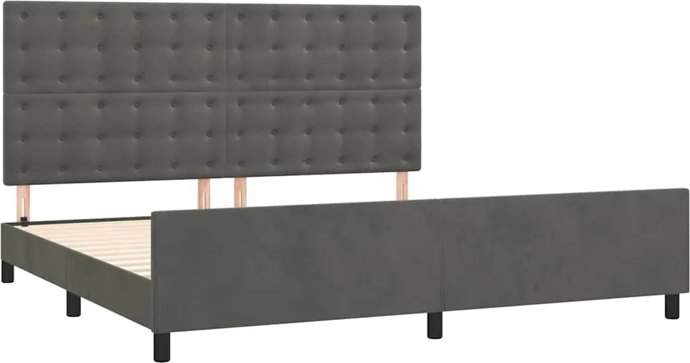 Rám postele bez matrace tmavě šedý 200 x 200 cm samet 3126020