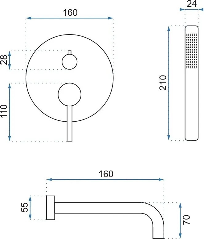 Rea Lungo - podomítkový vanový set + box P6300 - komplet sada, černá, REA-P6300
