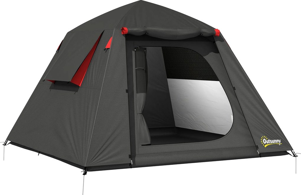 Outsunny stan pro 2 osoby – kupolový, 3000 mm vodního sloupce, 2 vchody, 4 okna, transportní taška a háček na lucernu – kempování/turistika | Aosom