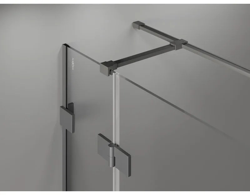 Mexen Lunar T, sklápěcí sprchový kout levý 110 x 70 cm, 8mm čiré sklo, grafitový profil, 834T-110-070-95-00-L