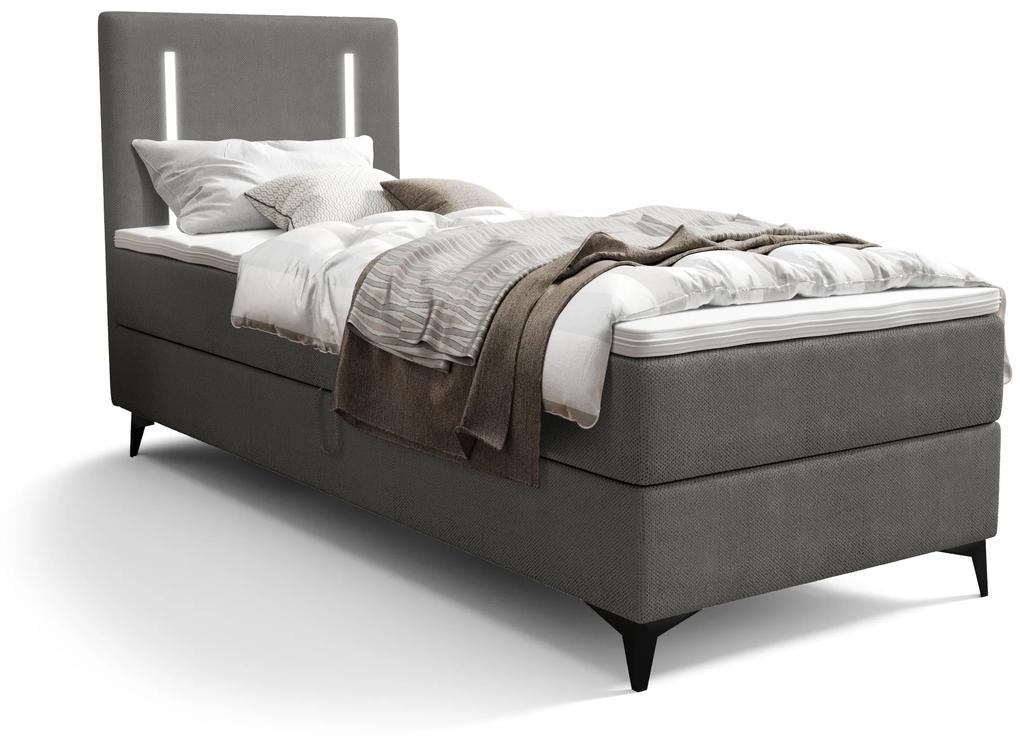 Jednolůžková postel 80 cm Ortega Bonell (tmavě šedá) (s roštem, bez úl. prostoru) (s LED osvětlením). 1082567