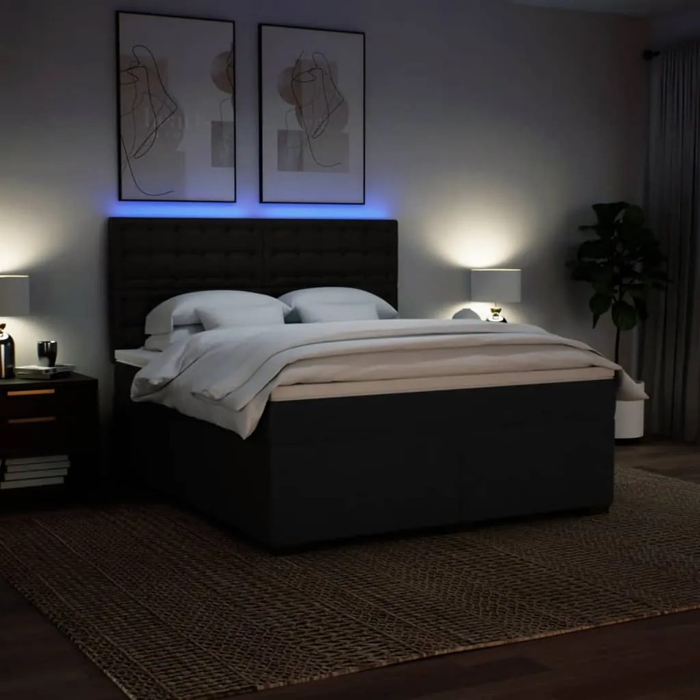 Box spring postel s matrací černá 180x200 cm textil 3292883
