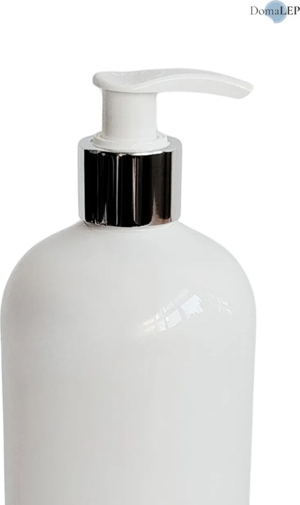Dávkovač na mýdlo 500 ml bílý s bílo-stříbrnou pumpičkou BELA
