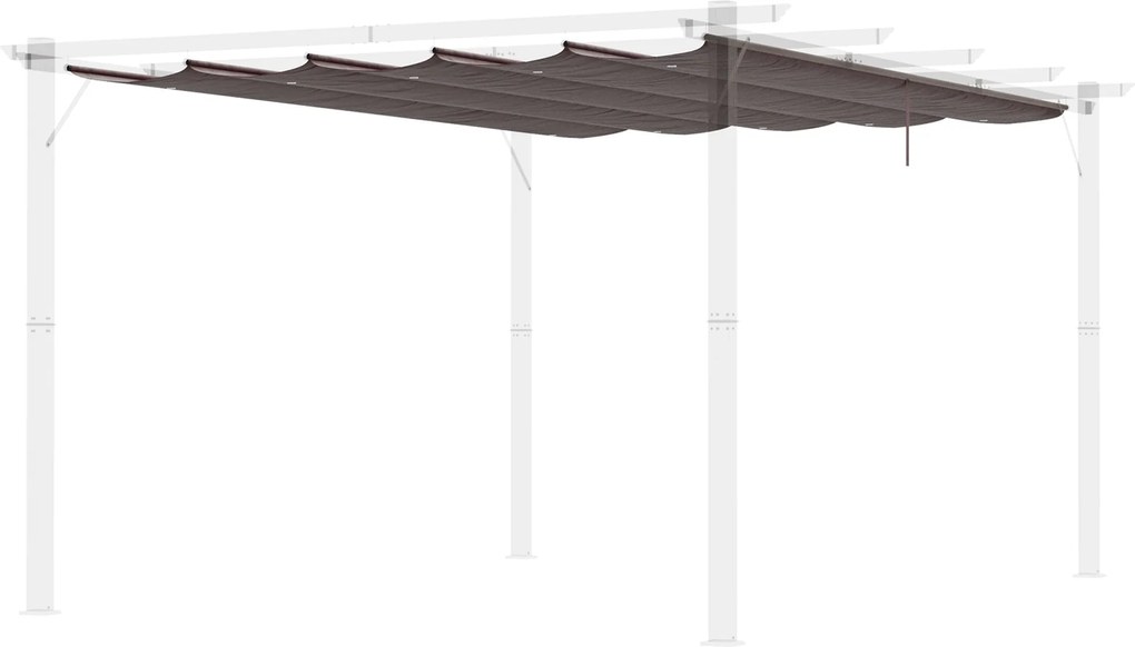 Outsunny Pergola Střecha 3,5x2,6 m Sklopná Náhradní Plachta pro Zahradní Altán s 10 Odtokovými Otvory Hnědá | Aosom