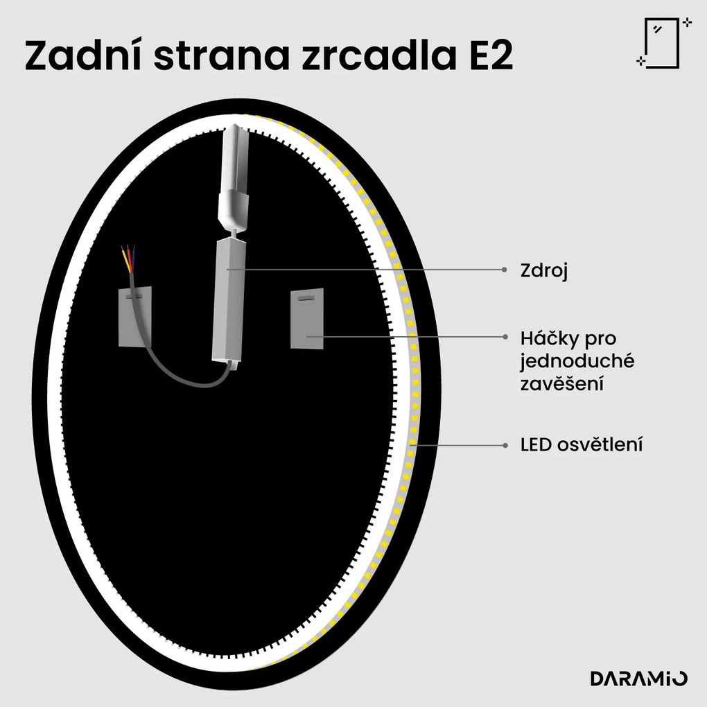 Kulaté zrcadlo do koupelny s LED osvětlením E2