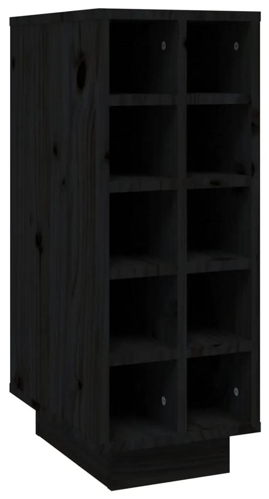 vidaXL Skříňka na víno černá 23 x 34 x 61 cm masivní borovice