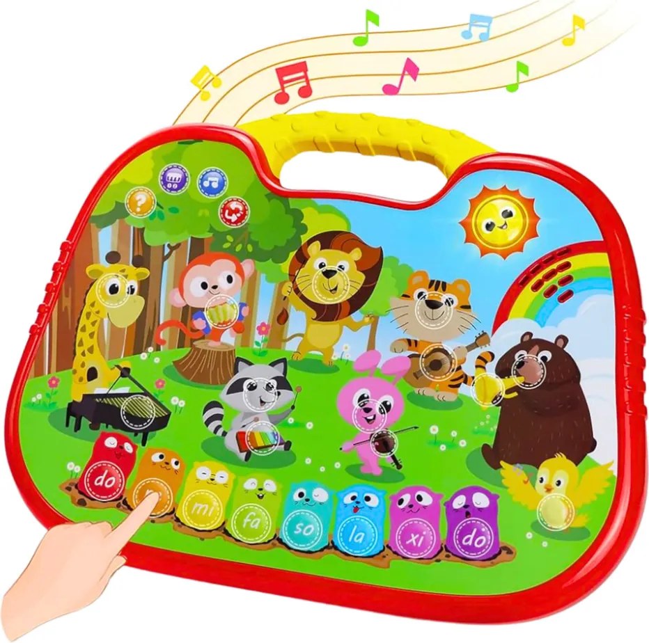 LEAN Toys Interaktivní vzdělávací tabule Svět zvířat nástroje piano